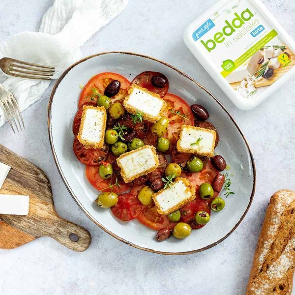 Deep fried vegan greek style cheese with tartar sauce - bedda world