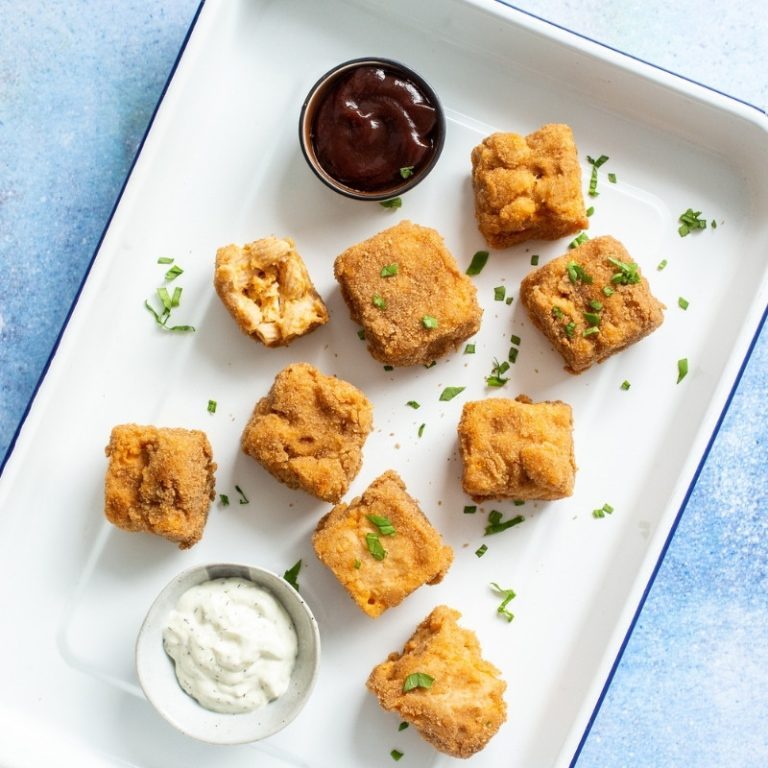 Vegane frittierte Mac and Cheese Bites - bedda world